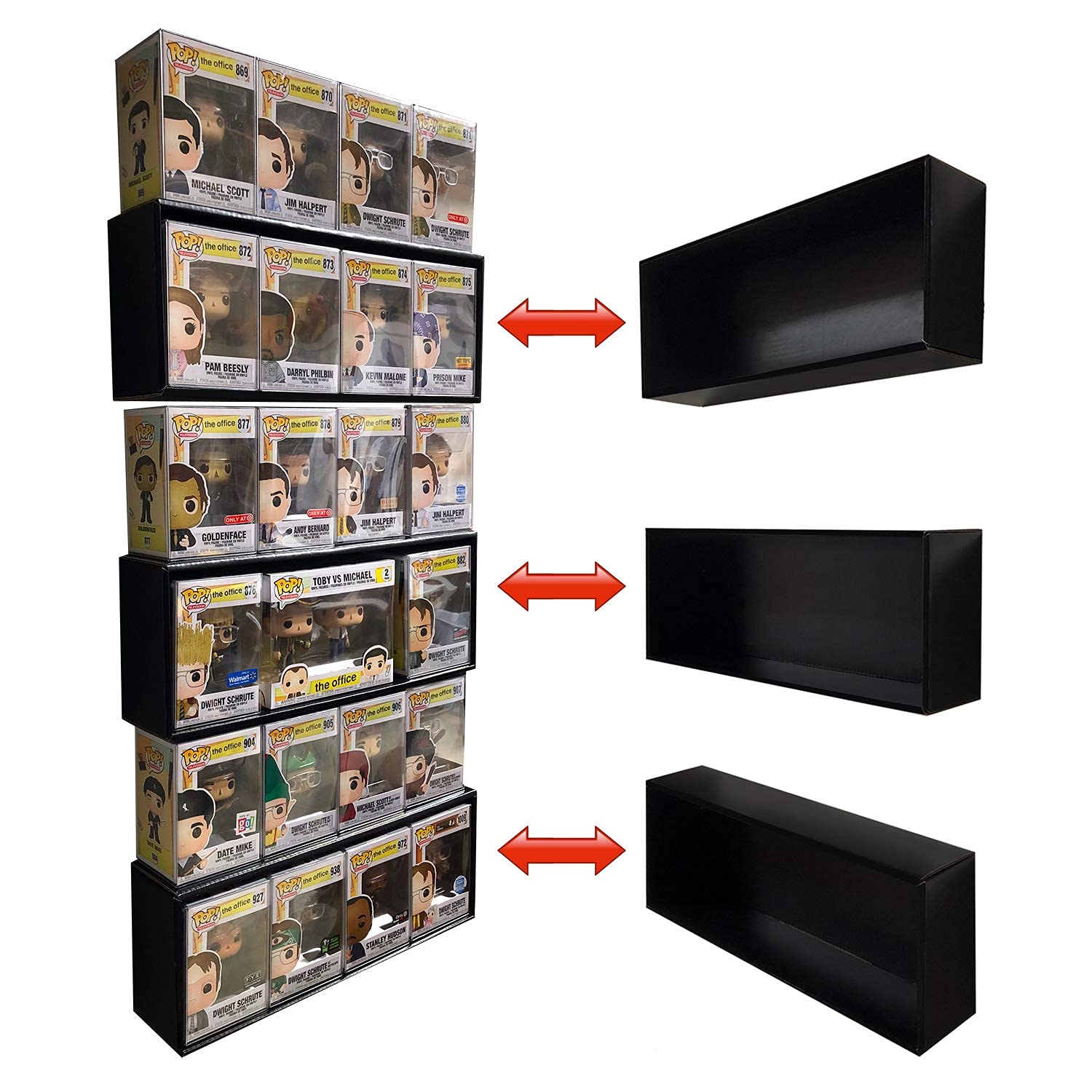 12 Single Row in Box Display Cases for 4 in. Funko Pop Collectible Toy Figures, Black Cardboard