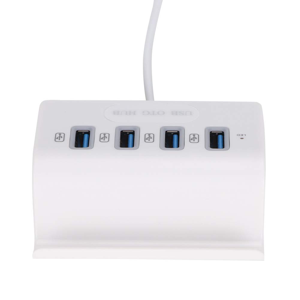 ASHATA 4 Port USB Hub Multiple Interfaces OTG Hub Adapter for Phone Tablet Desktop USB C Hub,BYEASY USB C to USB 2.0 HUB for MAC OS,Linux and Other Operating Systems,White