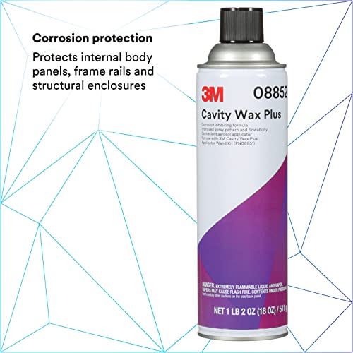 3M Cavity Wax Plus Aerosol Spray, 08852, 18 fl oz, Self-Healing, Corrosion Protection, Non-Hardening, Chipping, Peeling, Cracking