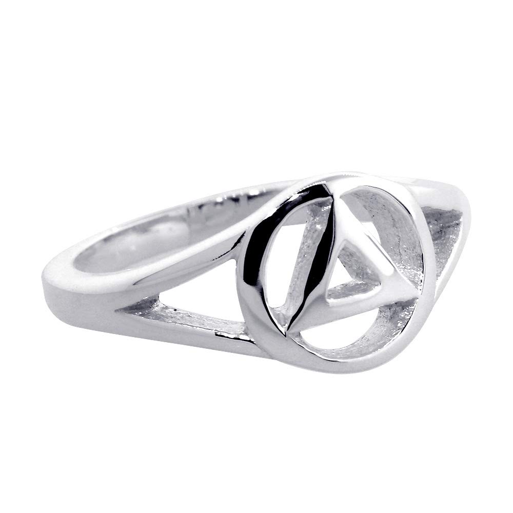10mm Wide Alcoholics Anonymous AA Sobriety Ring in Sterling Silver - size 9.5