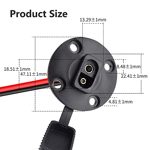 15.8inch 10AWG Power Socket Sidewall Port + 15.8inch 10AWG SAE Extension Cable