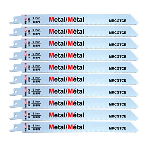 10-Piece 9” 18-TPI Metal Cutting Reciprocating Saw Blades