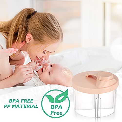 Accmor Baby Milk Powder Formula Dispenser On The Go, Non-Spill Rotating Four-Compartment Formula Dispenser and Snack Storage Container for Infant Toddler Travel Outdoor