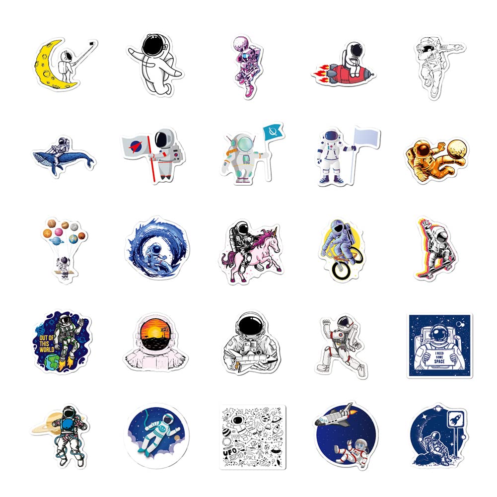 100PCS Astronaut Stickers for Water Bottle,Space Moon Rocket Stickers for Boy Teens,Space Theme Spaceman Astronomy Gifts for Adults Teens Boys Stickers for Art Journaling Scrapbook Skateboard Decals