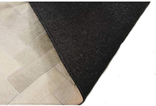 100% Cow Hide Leather Handwoven Flat Weave Patchwork Hand Made Hair Hide Area Rugs Carpet, Beige / Silver, 9.0x12.0 (MC1001-912)