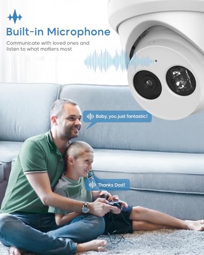 4MP PoE IP Turret Camera Outdoor with Mic, Smart Perimeter Protection, Human/Vehicle Detection, 4MP@30fps, 98ft EXIR Night Vision, 120dB WDR, IP67, Full Metal, 2.8mm Lens, Hik-Connect/iVMS-4200