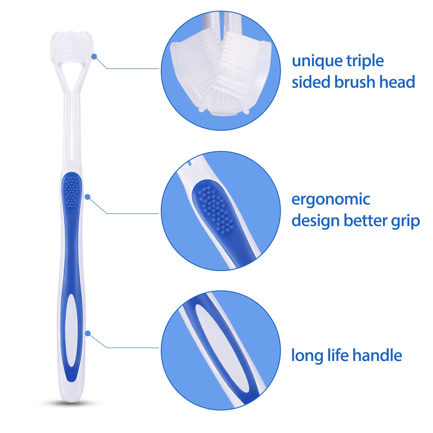 16 Pieces Three Sided Toothbrush Autism Toothbrush Bristle Travel Toothbrush for Kids Complete Teeth Gum Care Great Angle Bristles to Clean Each Tooth, Soft/Gentle (Green, Blue, Yellow, Red)