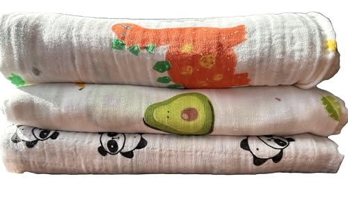 100% Organic Cotton Unisex Muslin Swaddle Blanket for Baby 3 Pack Hypoallergenic Breathable Baby Essentials Registry
