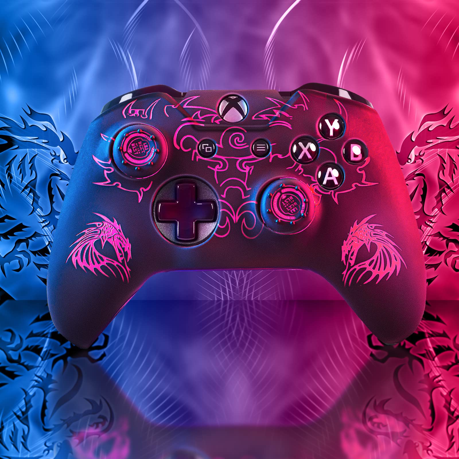 14 Pcs Controller Skins Anti-Slip Accessories Set Silicone Cover Protector Case Compatible with Xbox One/ S/ X Controller Wireless/ Wired Gamepad Joystick with 12 Cat Paw Thumb Grips (Red and Black)…
