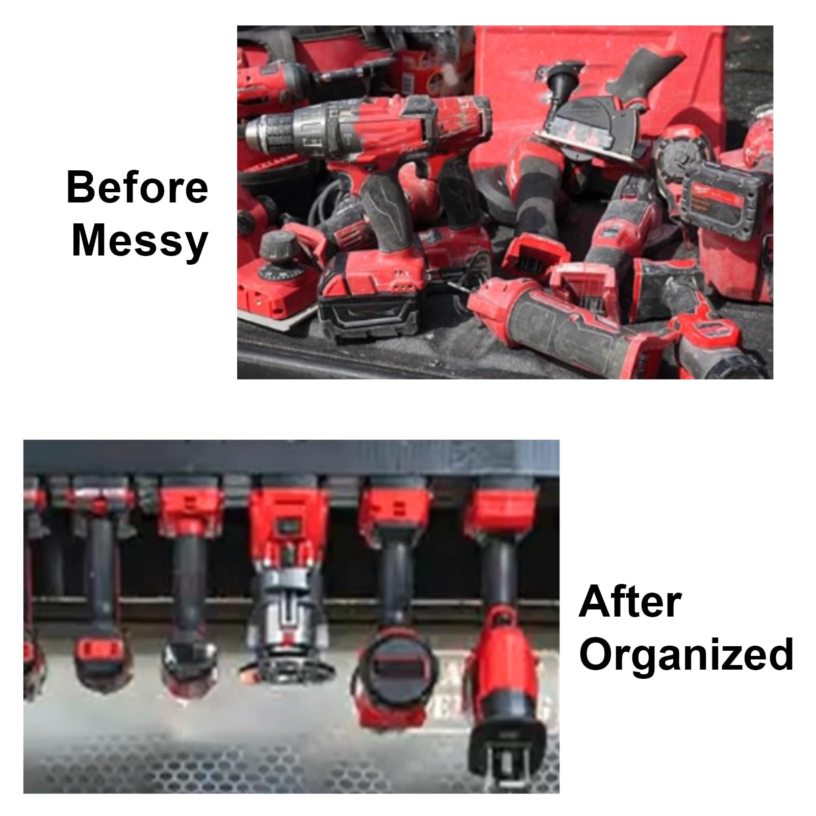 12packs Tool Holder For Milwaukee M18 & Dewalt 20v,Wall Mount Drill Holder with 48 Screws (red)
