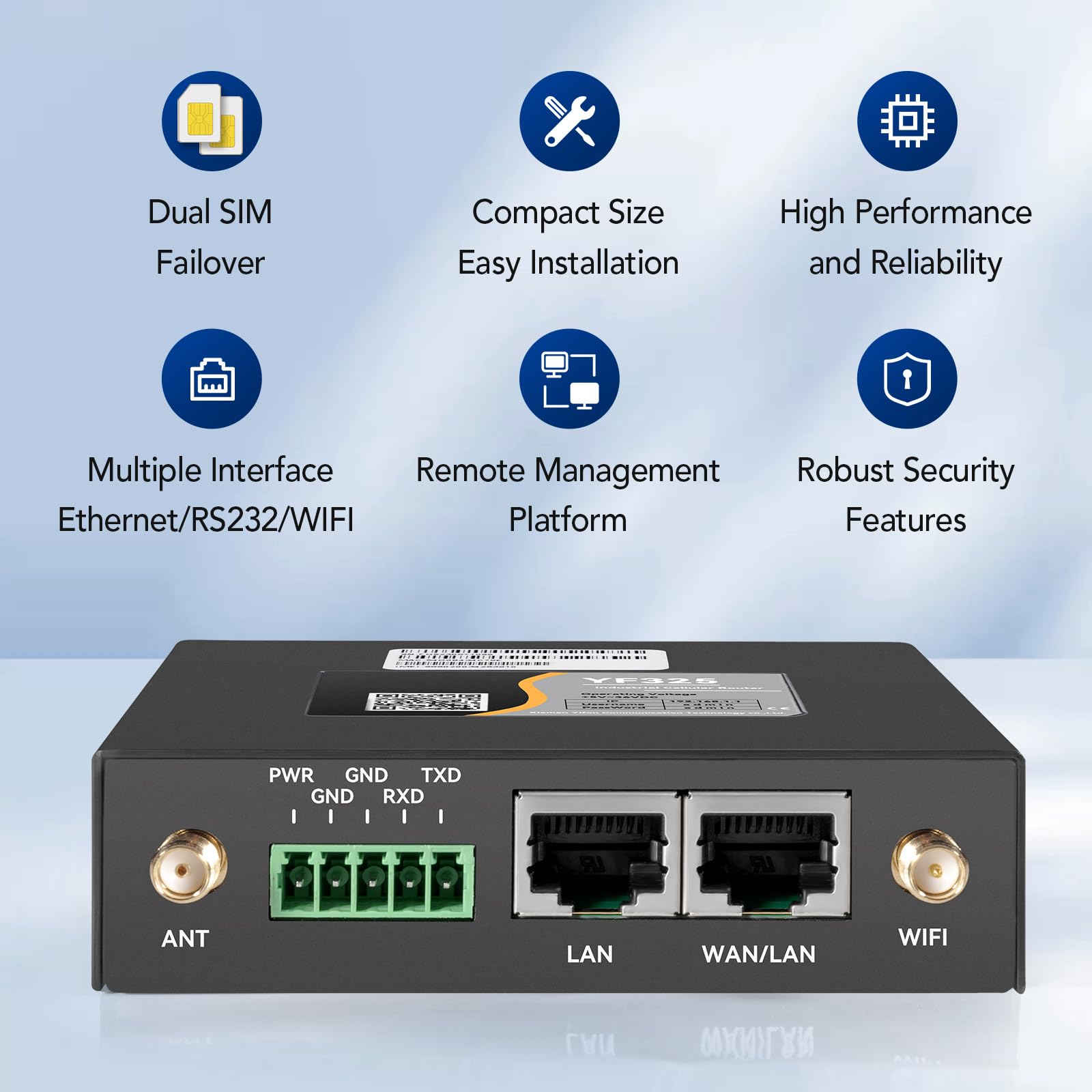 4G VPN Router, Industrial 4G LTE WiFi Router 3G/4G Yeacomm YF325 Wireless Modem Router Unlocked with Dual Sim Card Slot,B2/4/5/12/13/17/66/71 US Full Frequency Band Supported