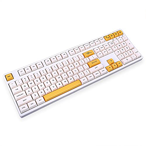 Sumgsn 140 Keys PBT Keycaps Dye-Sub XDA Profile Milk and Honey Theme for Mechanical Gaming Keyboard Cherry Gateron MX Switches (English)