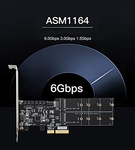 4in1 Dual M.2 NGFF (B Key) SSD+ Dual SATAIII 6G SSD/HDD to PCI Express 4X Converter Adapter with Low Profile Bracket for Desktop PC
