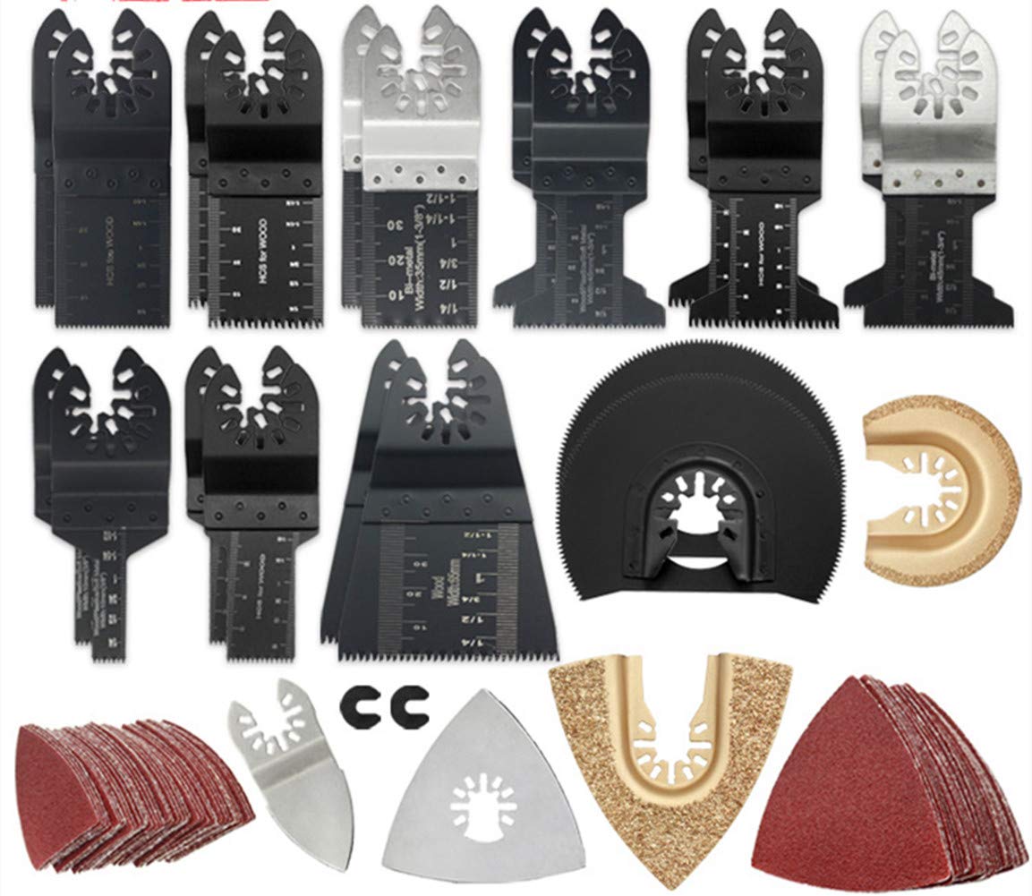100 Pcs Oscillating Tool Blades, Oscillating Multi-Tool Blade Kit Oscillating Multitool Accessories Set for Cutting Sanding and Grinding Fit DeWalt Bosch Makita Rockwell Craftsman and More