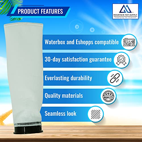 2.75 inch Filter Sock - 4 Pack Waterbox Compatible Filter Socks with Black Rim; Eshopps Compatible; 225 Micron Filter Sock; Saltwater Aquarium Filter Sock; Compatible with Freshwater and Saltwater