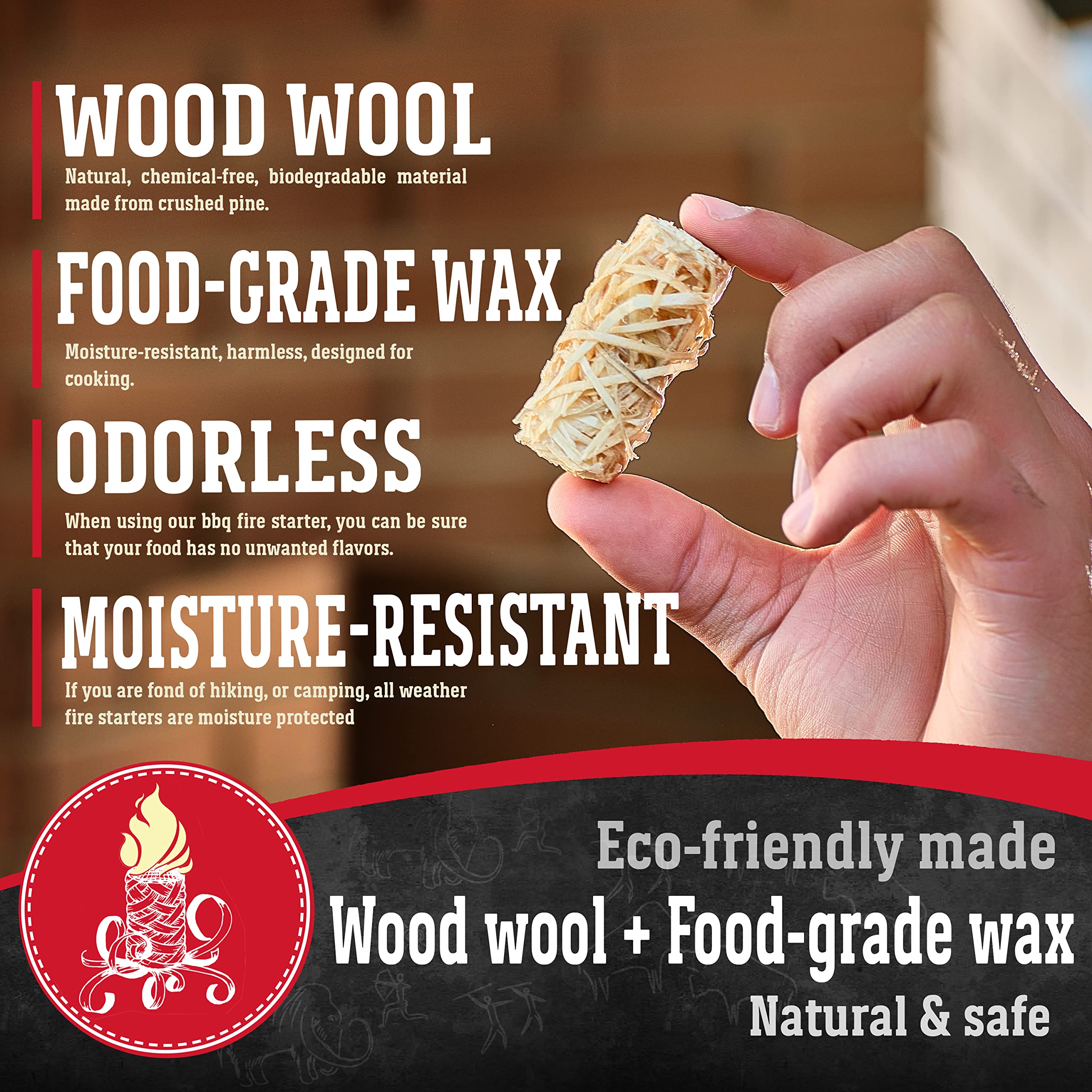 150 pcs Fire Starters for Fireplace, Wood Stove, Campfires, Grill, Fire Pit, Smoker, BBQ - Odorless Charcoal Starter Sticks, Natural Firestarters Sticks for Indoor and Outdoor