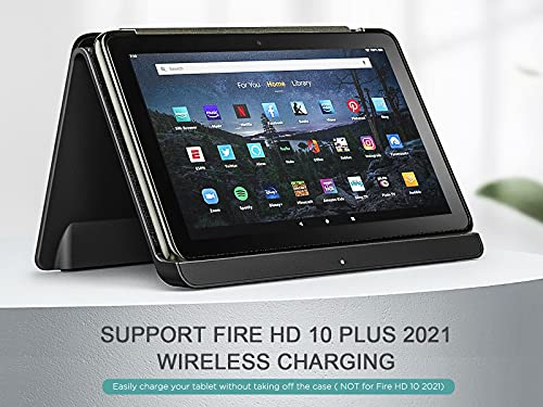 MoKo Case Fits All-New Kindle Fire HD 10 & 10 Plus Tablet (11th Generation, 2021 Release) 10.1" - Slim PU Leather Trifold Stand Cover Frosted Hard Back Shell with Auto Wake/Sleep, Indigo