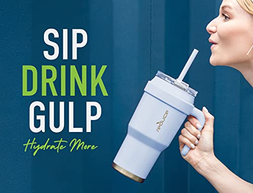 REDUCE 40 oz Tumbler with Handle and Straw, Stainless Steel with Sip-It-Your-Way Lid - Keeps Drinks Cold up to 34 Hours - Sweat Proof, Dishwasher Safe, BPA Free - Glacier, Opaque Gloss Mug