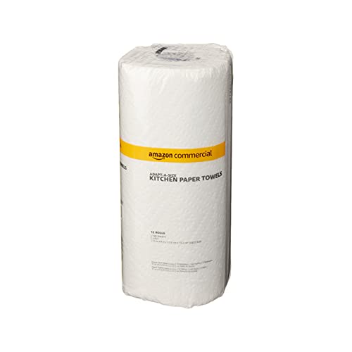 AmazonCommercial FSC Certified 2-Ply White Adapt-a-Size Kitchen Paper Towels, Individually Wrapped, 1680 Count, 12 Pack of 140, White
