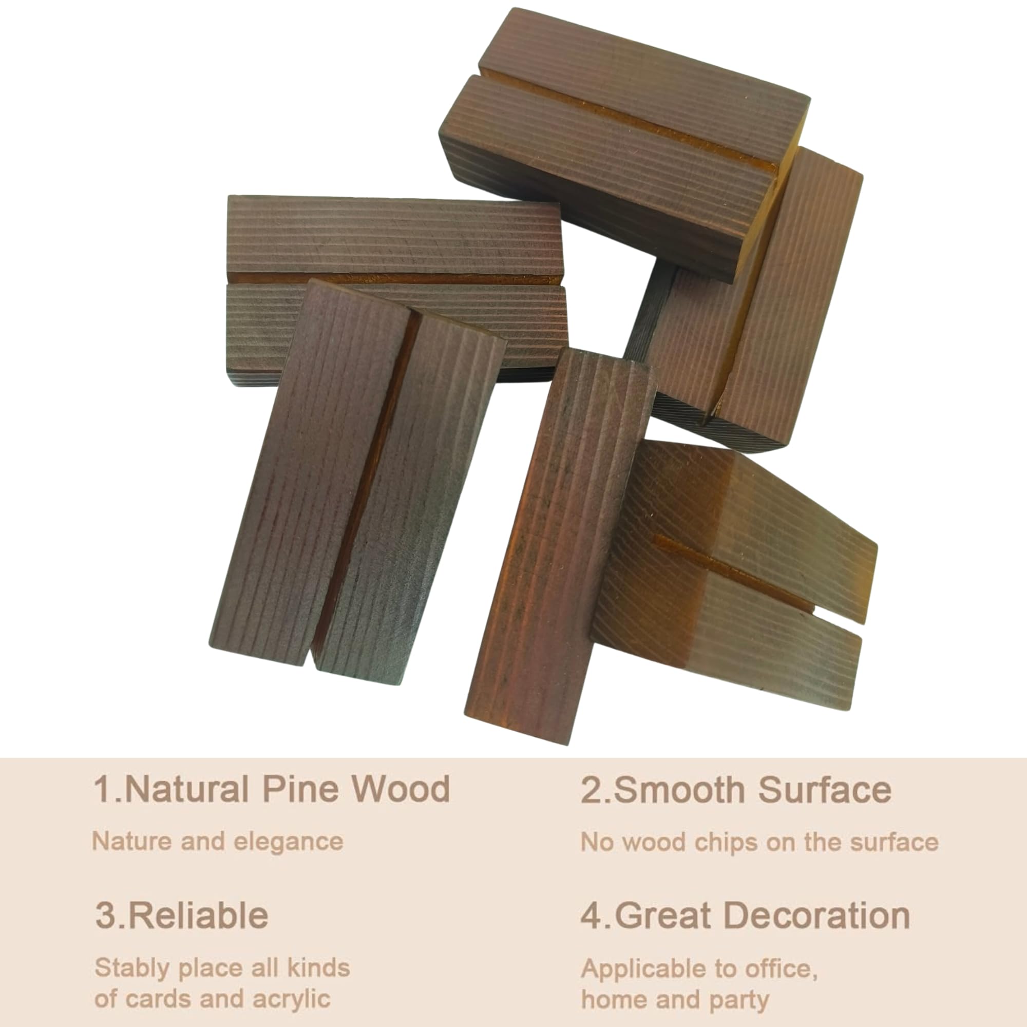 12Pcs Place Card Holders and 24Pcs Table Place Cards, Place Card Holders for Table Setting, Wood Place Card Holder Table Number Holders (12Pcs Walnut Color + 24Pcs Kraft Cards)