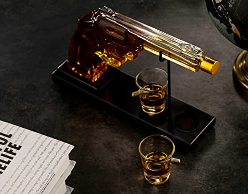 Gifts for Dad, Whiskey Gifts for Men, Whiskey Decanter Bottle and Bullet Shot Glasses, Whiskey Glasses, Decanter Set for Scotch Whiskey Vodka Bourbon