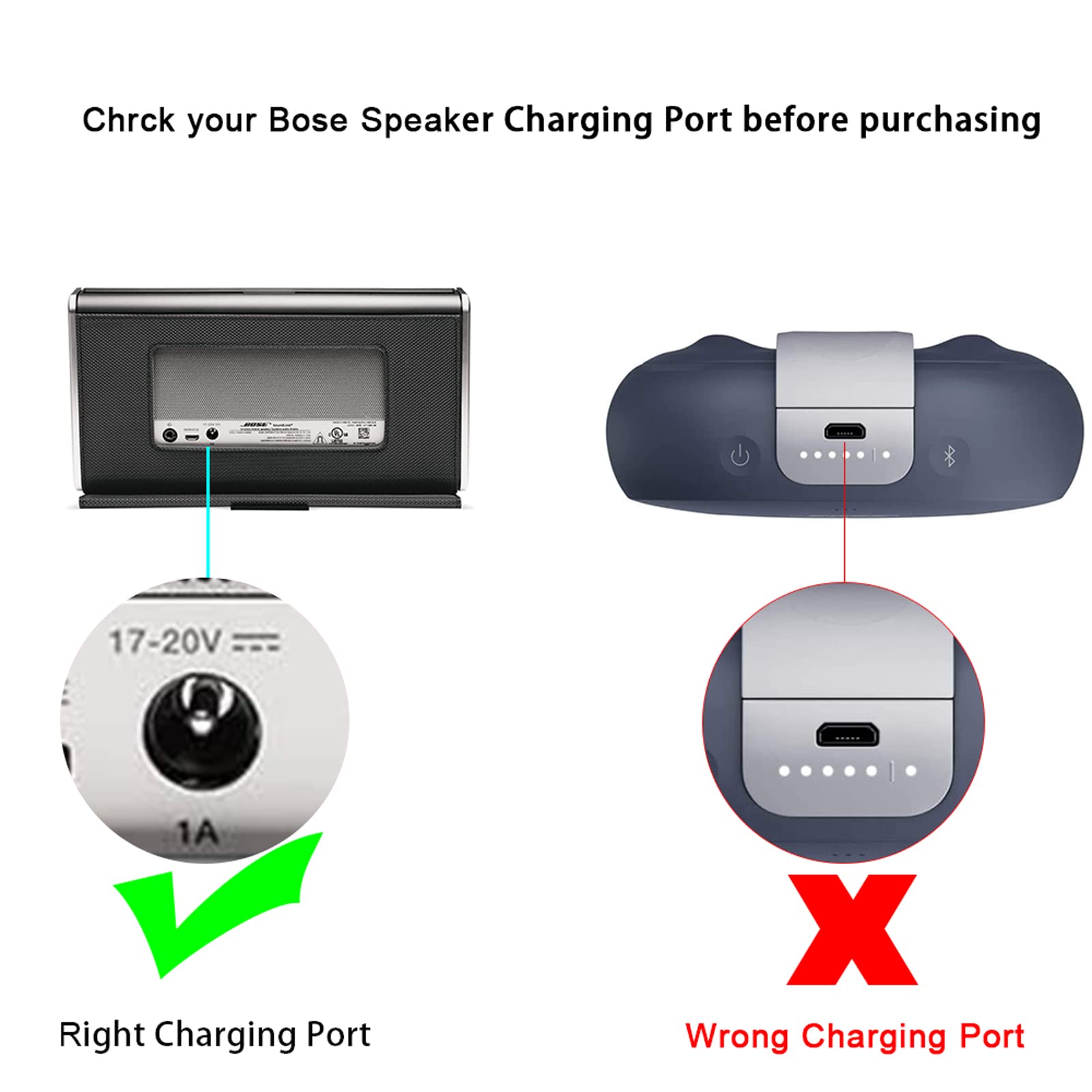 17~20V AC Adapter for Bose Speaker Charger Compatible with Bose Soundlink I II III 1 2 3,Bose Speaker Charger for Wireless Mobile Speaker 369946-1300,306386-101,404600 414255 Bose Soundlink Power Cord