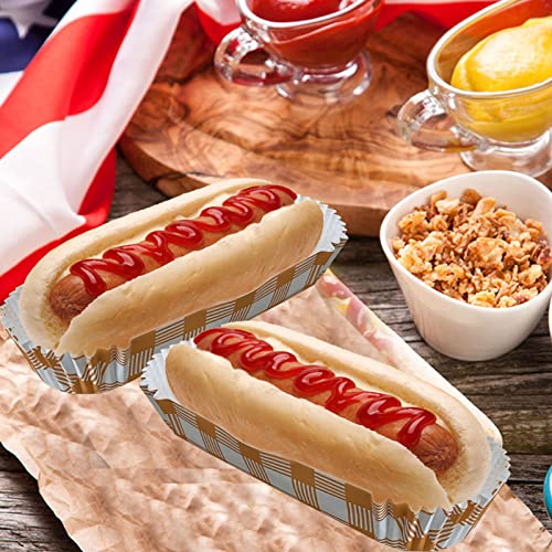 200Pcs Home Paper Hot Dog Trays- 6.49β Rectangular Fluted Hot Dog Tray - Disposable Hot Dog Wrappers - Rectangular Food Trays for to-Go Orders, Takeout, Concessions Stands, Festivals (Orange)