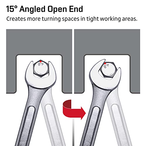24-Piece All-Purpose Master Combination Wrench Set with Roll-up Pouch | SAE 1/4β to 1β, Metric 8mm to 24mm | Perfect for General Household, Garage, College Dormitory, Car Emergency, Boat and Much More
