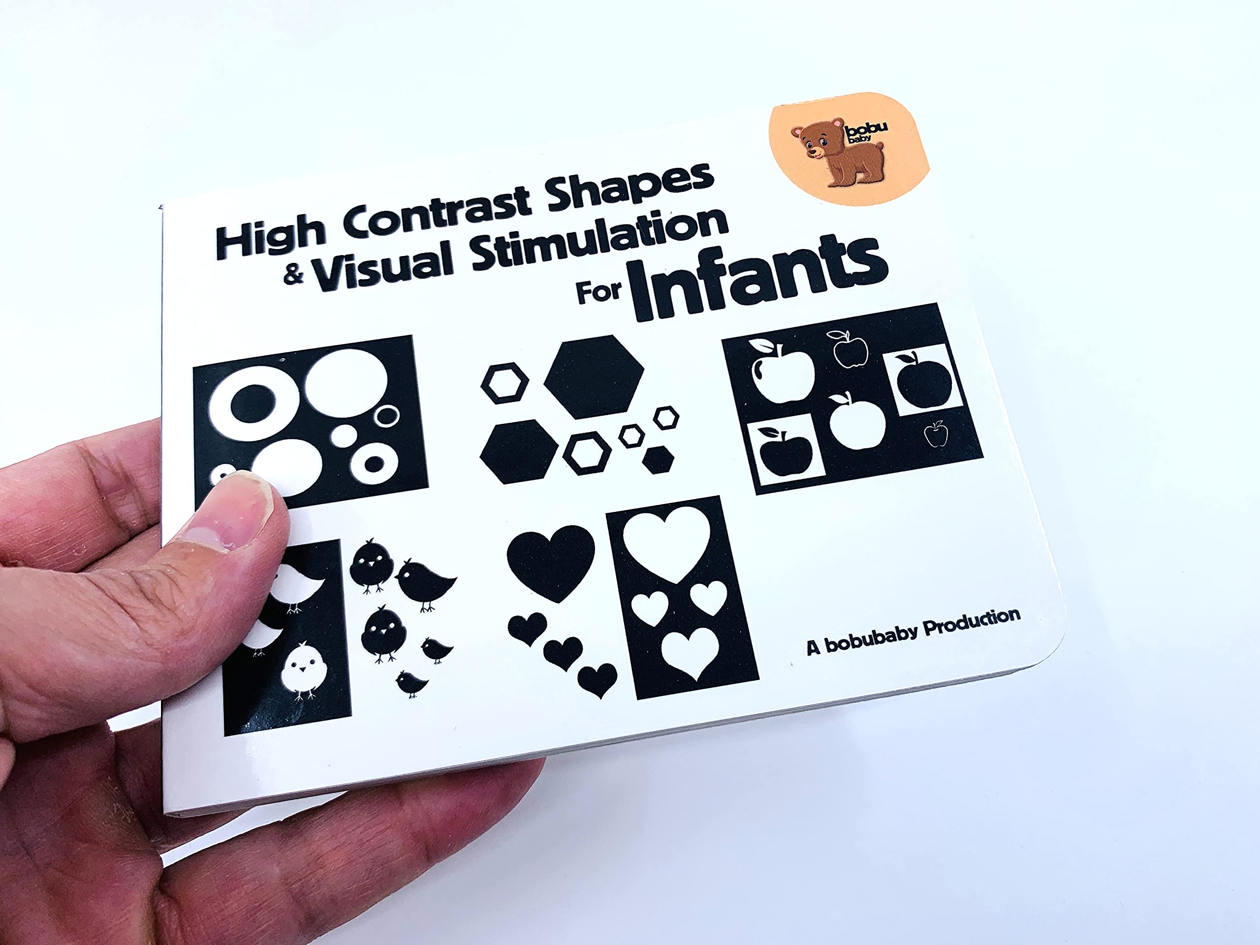 Bobu Baby High Contrast Shapes & Visual Stimulation for Infants | Black & White, Vibrant & Stimulating for Your Child | Extra Thick Non Rip Pages