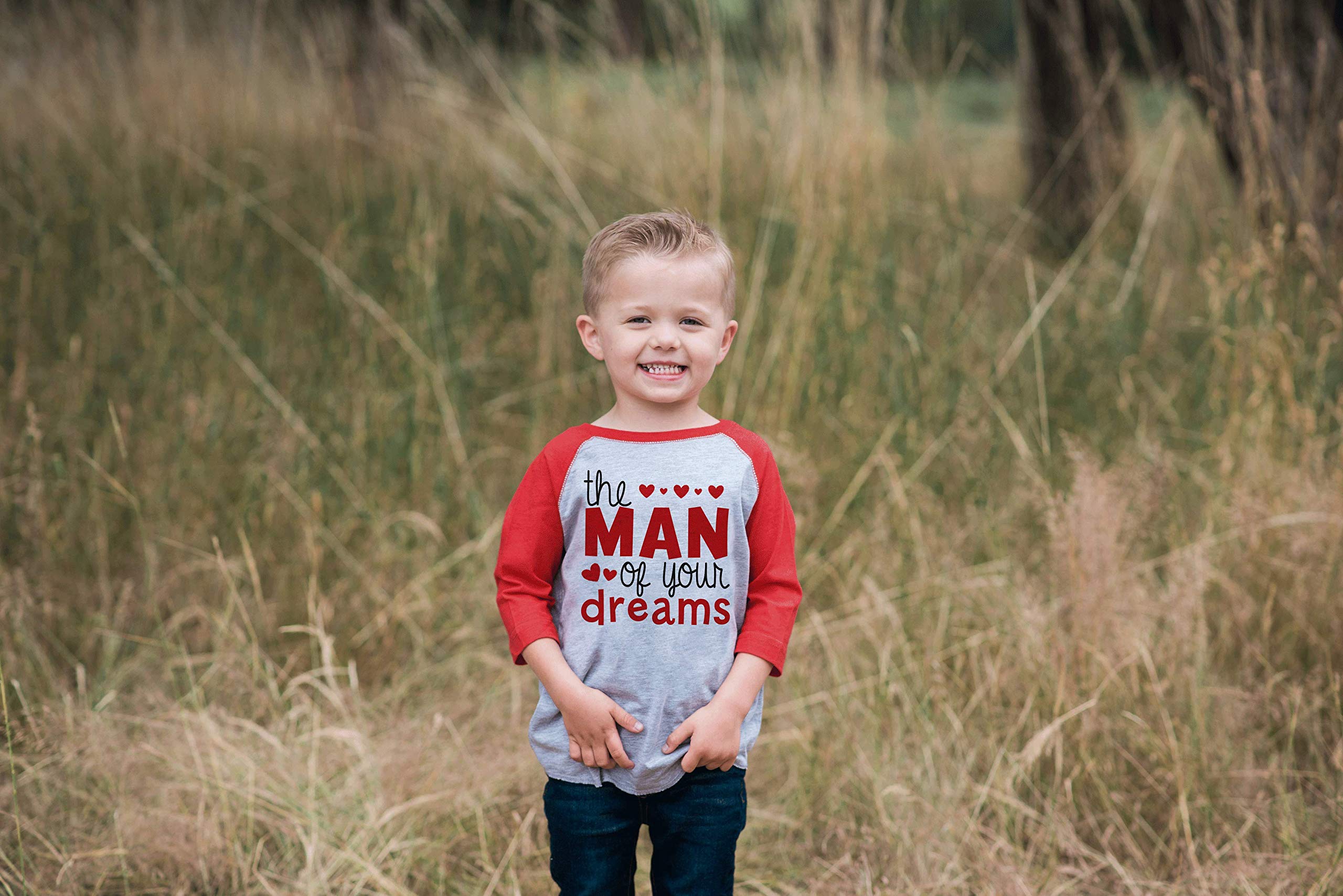 7 ate 9 Apparel Boy's Valentine's Day Toddler Vintage Baseball Shirt T-Shirt 2T Red and Grey