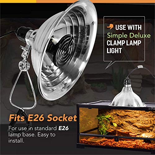 Simple Deluxe 60W Reptile Ceramic Heat Emitter Heat Lamp Bulb No Light Infrared Brooder Heater, Digital Thermometer and Hygrometer with Temp & Humidity Probe for Amphibian Tank/Egg Incubator