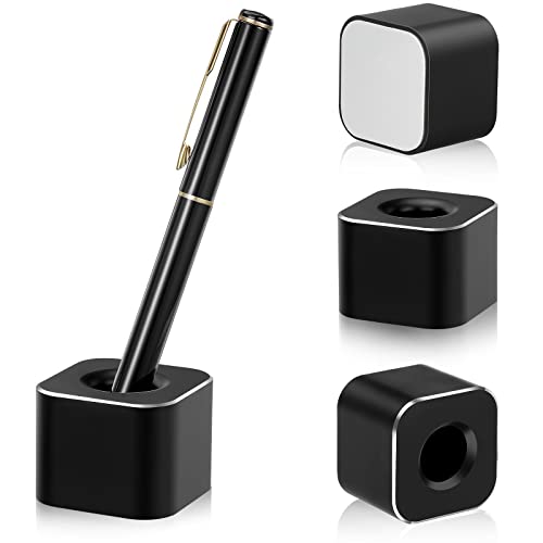 2 Pieces Metal Pen Stand Square Pen Holder Base Aluminum Student Desk Organizer Single Pen Holder for Desk Desktop Toothbrush Stand Holder Pen Display Stand for Home Office Students Teachers (Black)