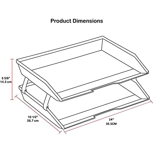 Acrimet Facility 2 Tier Letter Tray Side Load Plastic Desktop File Organizer (Solid Pink Color)