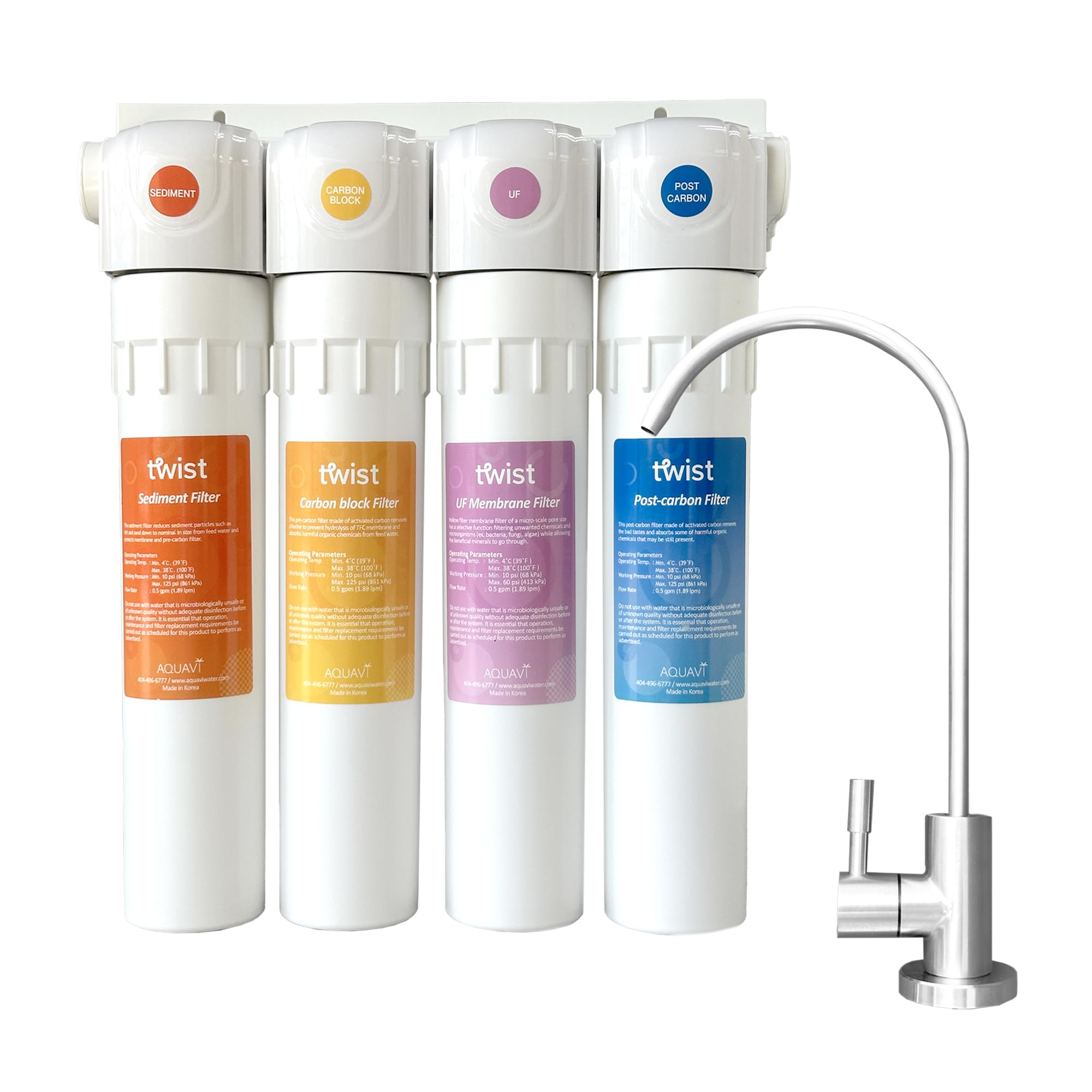 11 inch AQUAVI Twist Sediment Water Filter for Reverse Osmosis RO System Quick Connect Replacement or Add-on, Improve Water Taste