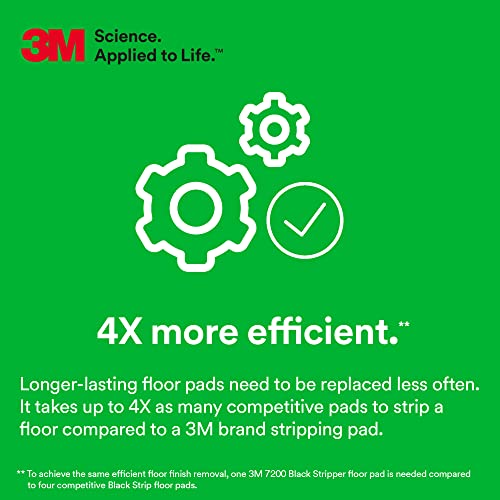 3M Black Stripper Floor Pad 7200, 14", 5/Case, Used with Water-based Floor Finish Stripping Solutions, Remove Soiled Floor Finishes and Sealers