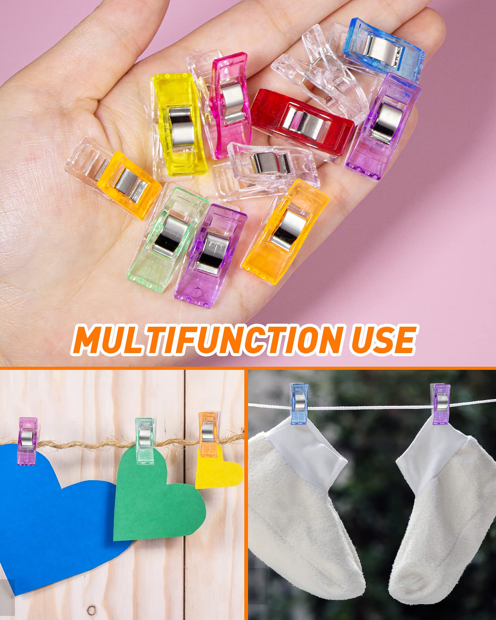 100pcs Multi-Purpose Fabric Sewing Clip，Mini Color Fabric Sewing Clips Quilting,Supply Craft Tools,Fastener Embroidery Crafts, Paper Products and Hanging Small Things,Very Durable Clip for Crafts