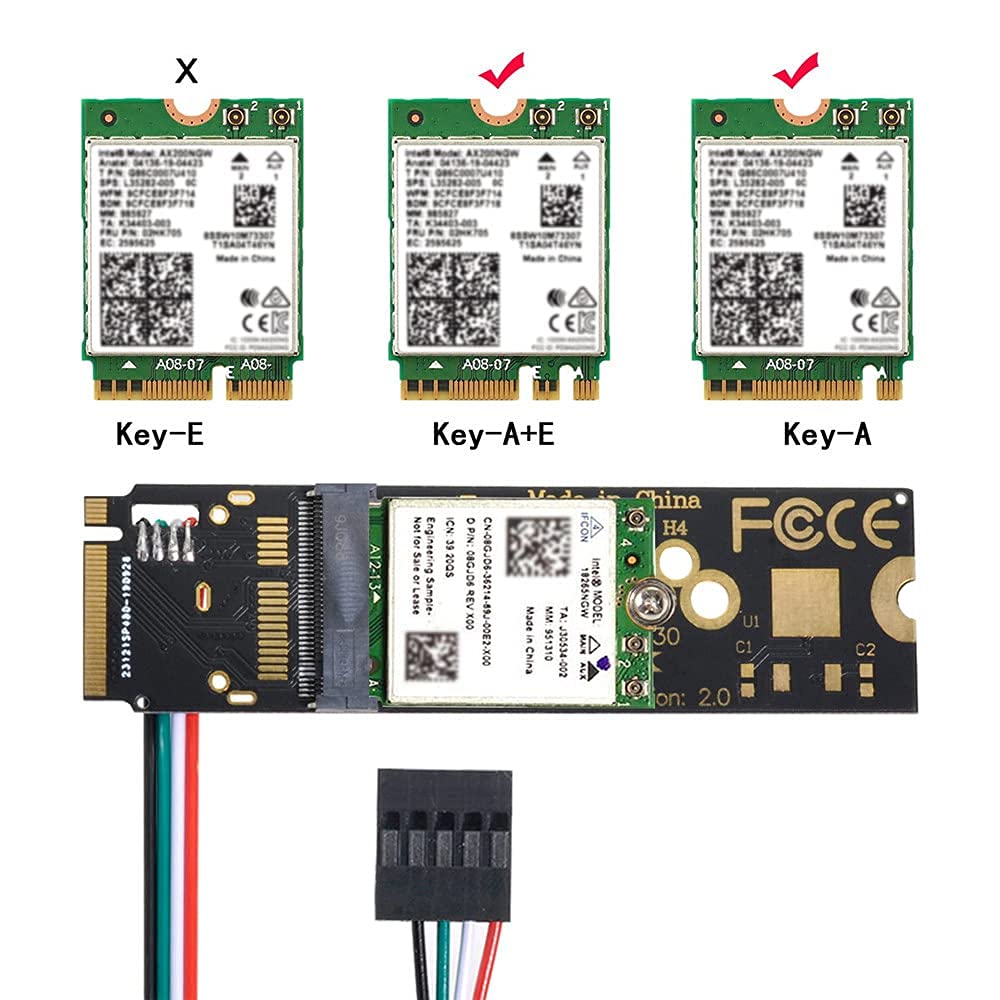 xiwai NGFF A/E-Key Card to M.2 NGFF Key-M NVME SSD Adapter for AX200