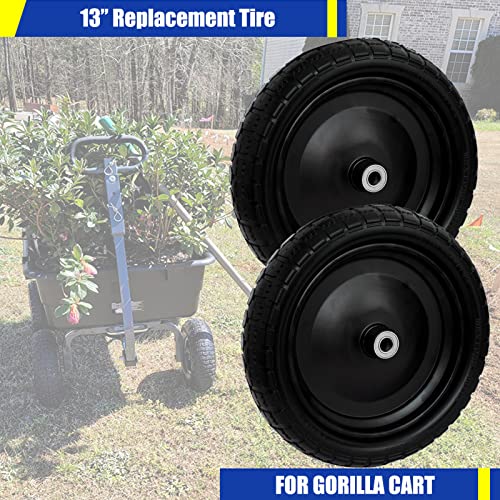 13β Flat-Free Tires for Cart,Solid Polyurethane Wheels for Hand Truck Garden Cart Trolleys,with 5/8β Axle 2.16β Offset Hub 3.15β Tire Width 600 lbs Capacity, 4 pack