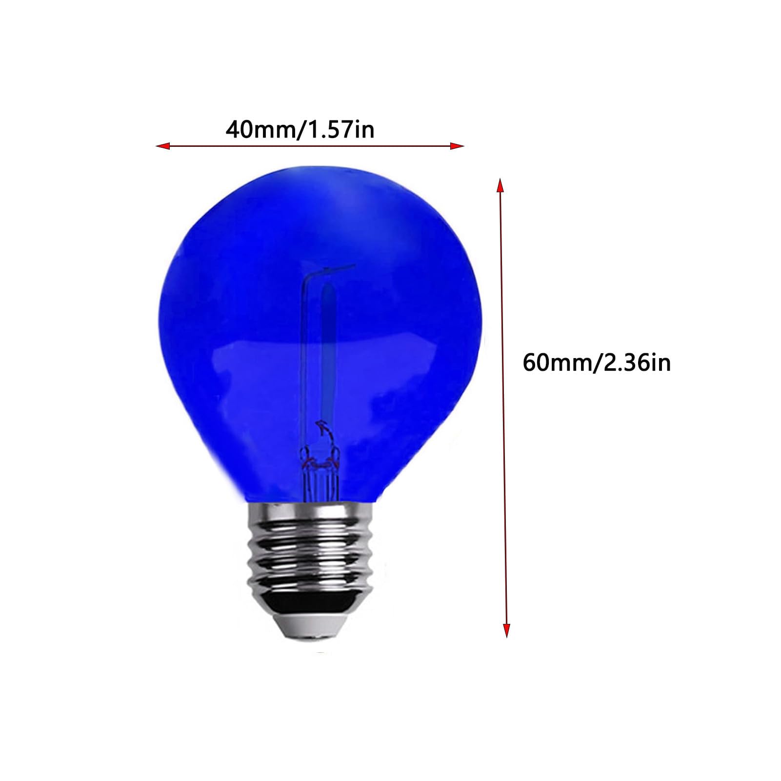 15 Pack G40 Plastic LED Replacement Light Bulbs 1W Shatterproof Blue Color Filament Globe Bulbs E12 Candelabra Base Christmas Round Replacement Bulbs for Outdoor Indoor Patio String Lights(Blue)