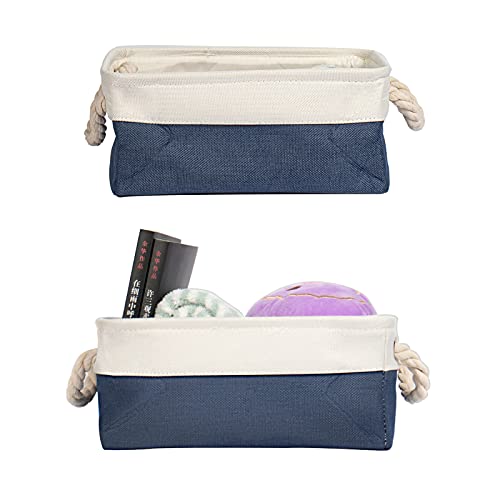 HOSEN 6 PACK Storage Large Basket Set - Collapsible Sturdy Cotton Organizer Basket Bin Box with Carry Handles for Linens, Towels, Toys11.8 X 7.8 X 5.1"