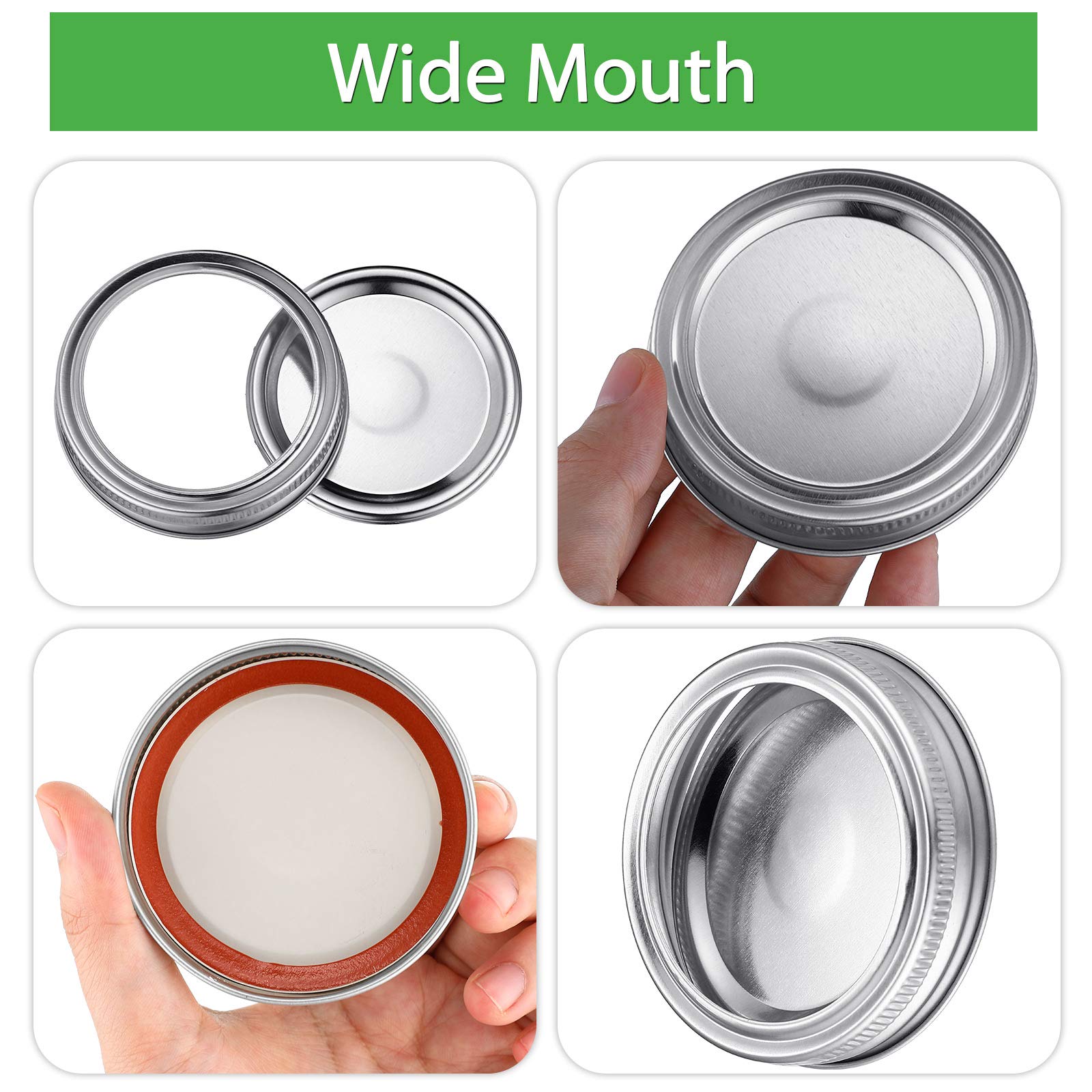 200 Pieces 70 mm Regular Mouth Canning Jar Lids and Bands Silicone Canning Lids with Silicone Seals Rings Split-type Leak Proof Canning Jar Caps