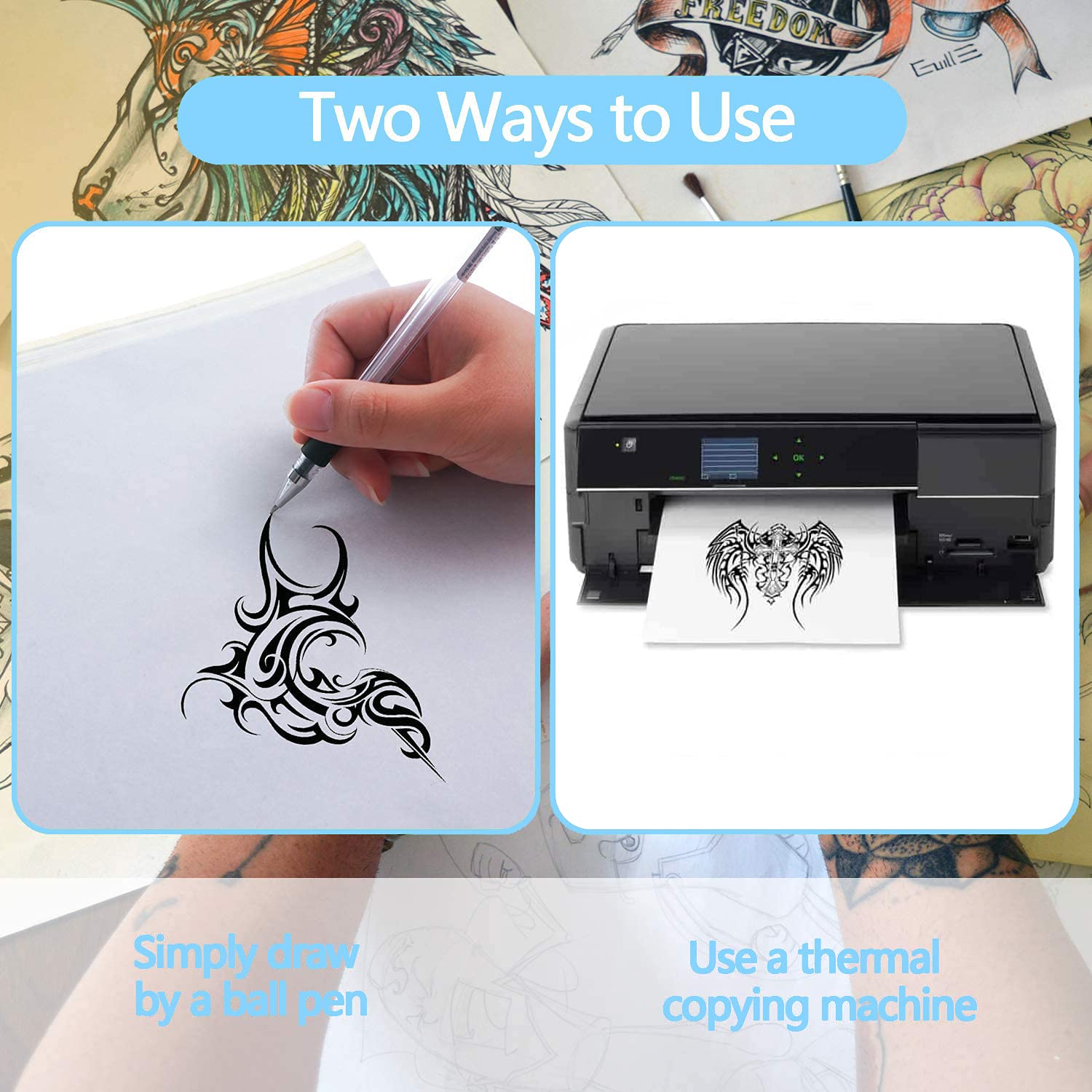 Tattoo Transfer Paper - 40 PCS Tattoo Stencil Paper, 4 Layers 8.5" x 11" A4 Size Tattoo Thermal Stencil Paper for Tattoo Transfer Kit Tattoo Supplies