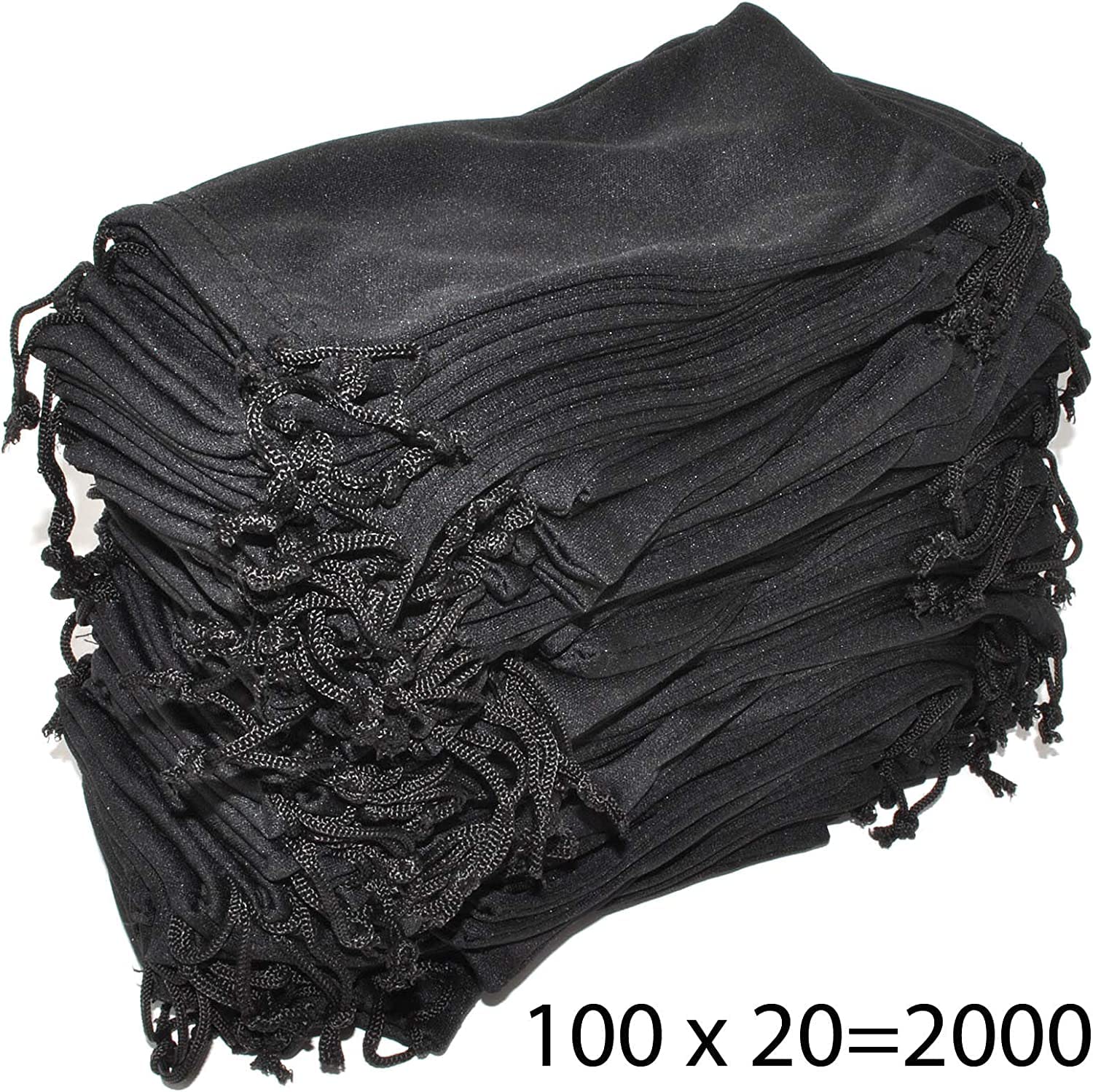 2000 PCS Eyeglasses Microfiber Pouches Cleaning Case Bag Black