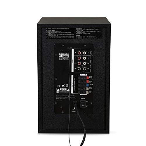 Acoustic Audio by Goldwood Bluetooth 5.1 Surround Sound System with LED Light Display, FM Tuner, USB and SD Card Inputs - 6-Piece Home Theater Speaker Set, Includes Remote Control - AA5400 Black