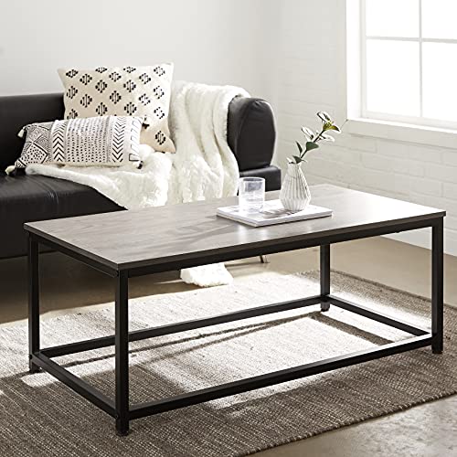 AZL1 Life Concept Coffee Table with Metal Frame,Clean, contemporary design meets rustic industrial style,for living room, office, Dark Brown/Black