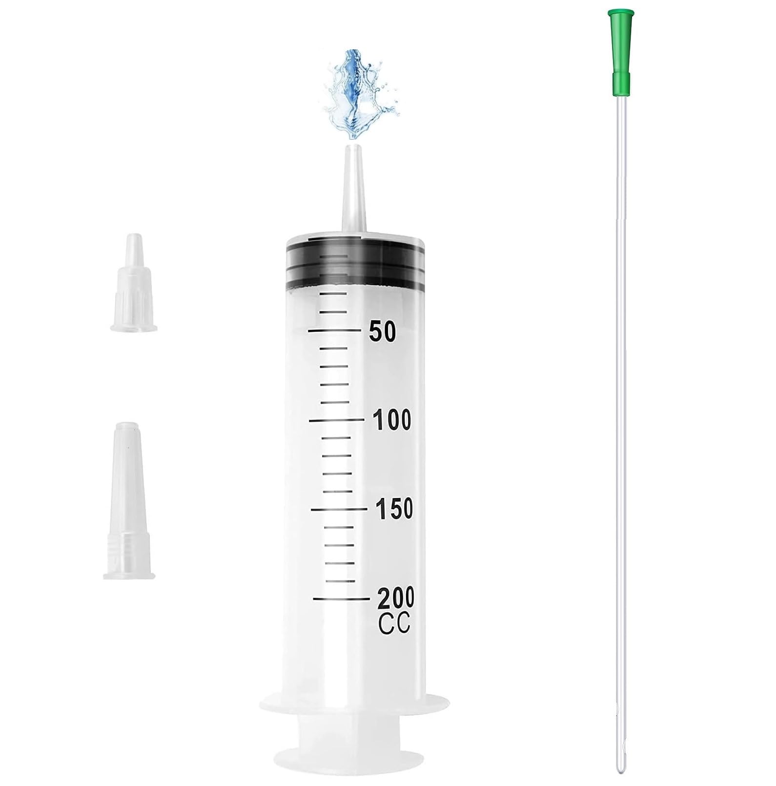 200ml Large Plastic Syringe with Tubing Tip Cap for Liquid Jello Shots Oral Lip Gloss Crafts Epoxy Feeder Pet Watering Party Enema Irrigator Measure Refill Oil Glue Applicator Dispenser without Needle