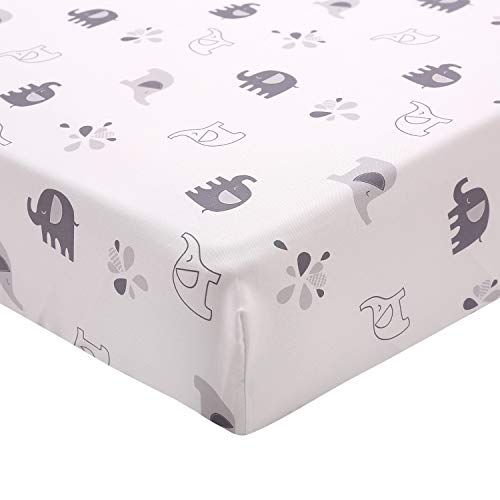 Brandream Playful Elephant Baby Boys and Girl Nursery Crib Bedding Sets 6 Pieces, Grey&Mint
