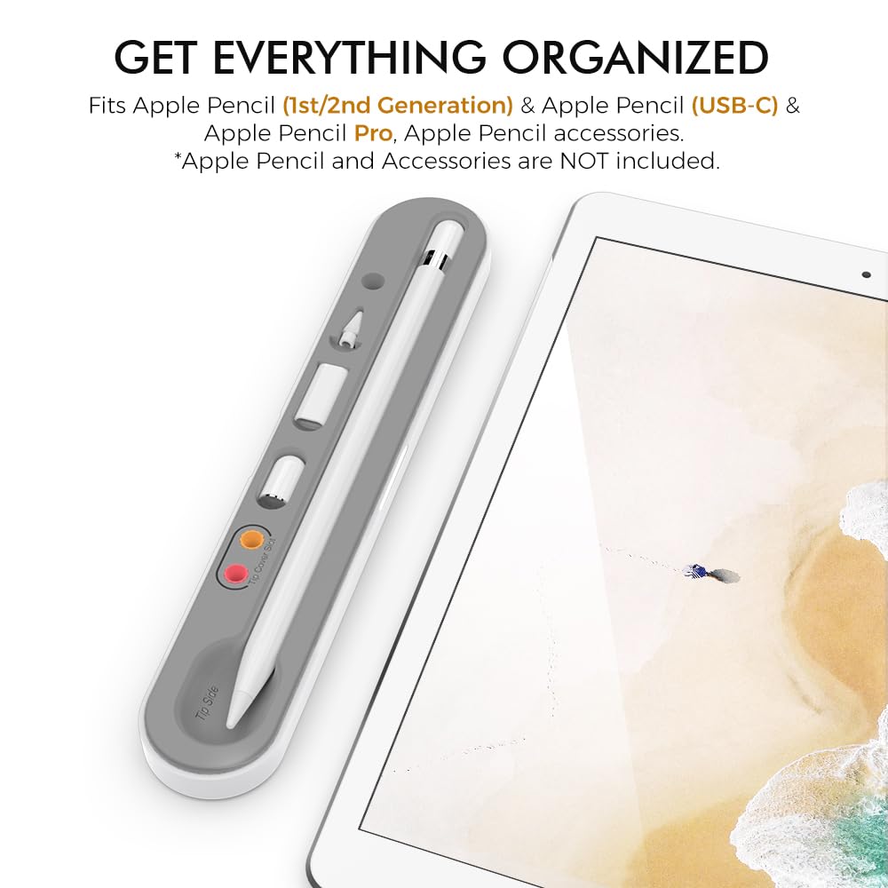 AHASTYLE Compact Carrying Case Holder for Apple Pencil Pro, Apple Pencil (USB-C), Apple Pencil 1st / 2nd Generation Hard Storage Box [Apple Pencil and Accessories not Include] for iPad Pen (White)