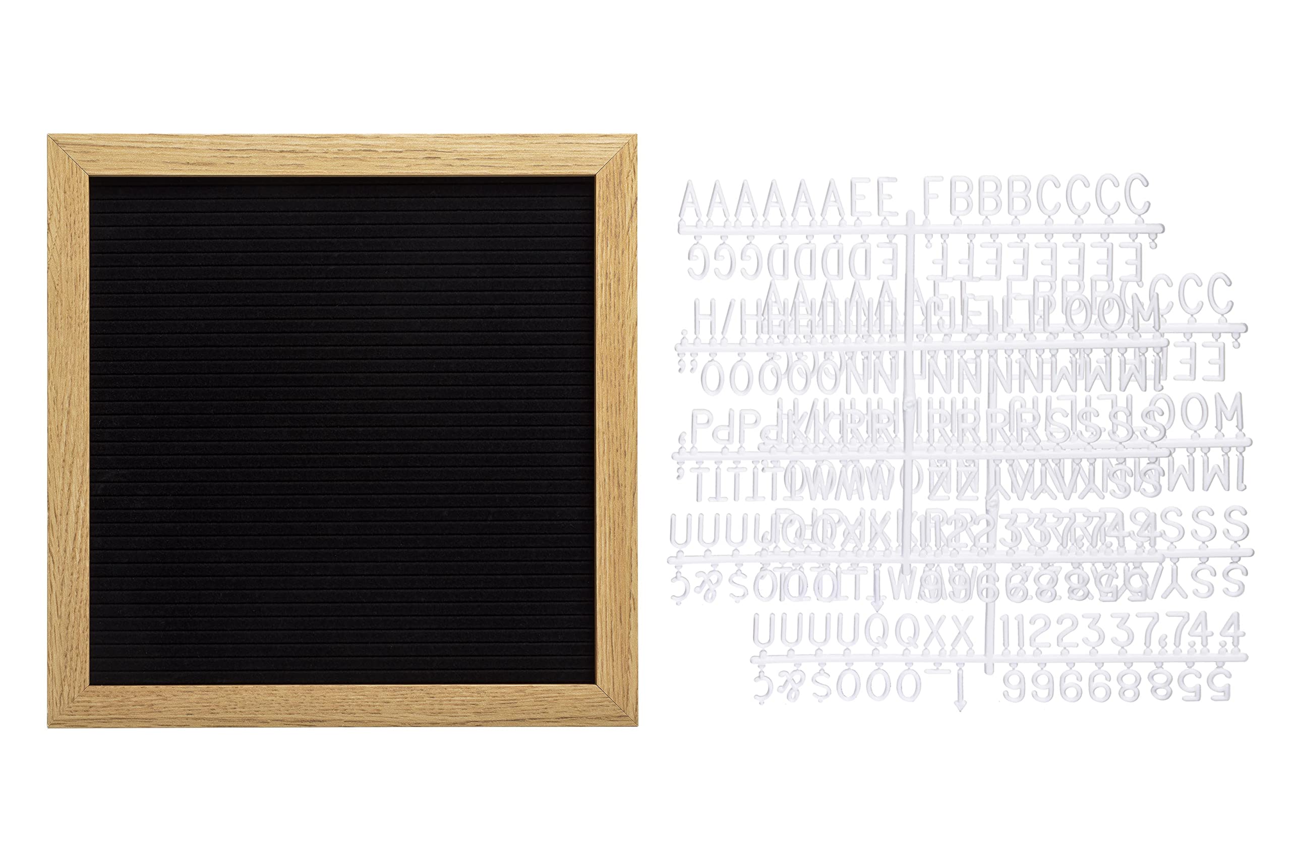 Pearhead Natural Wood And Black Felt Classic Letter Board Set, Includes 294 White Letters, Modern Reusable Message Board, Gender Neutral Photo Prop, Nursery And Home Decor, 10" x 10"