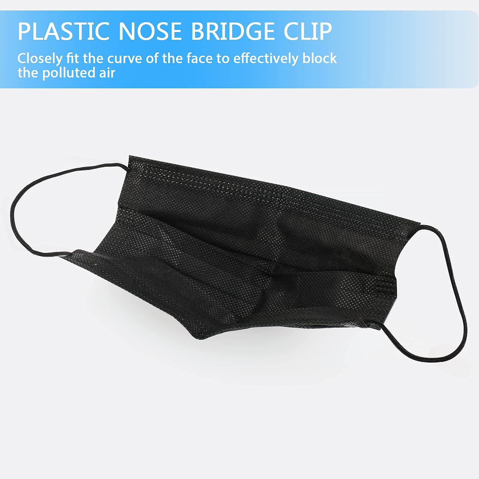 100PCS Black Disposable Face Mask Black Face Masks 3 Ply Protection Black Masks for Adults